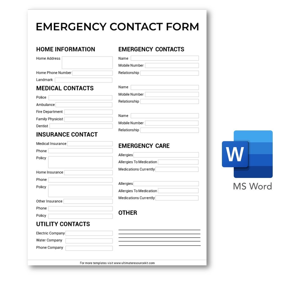 Staff Emergency Contact List Template