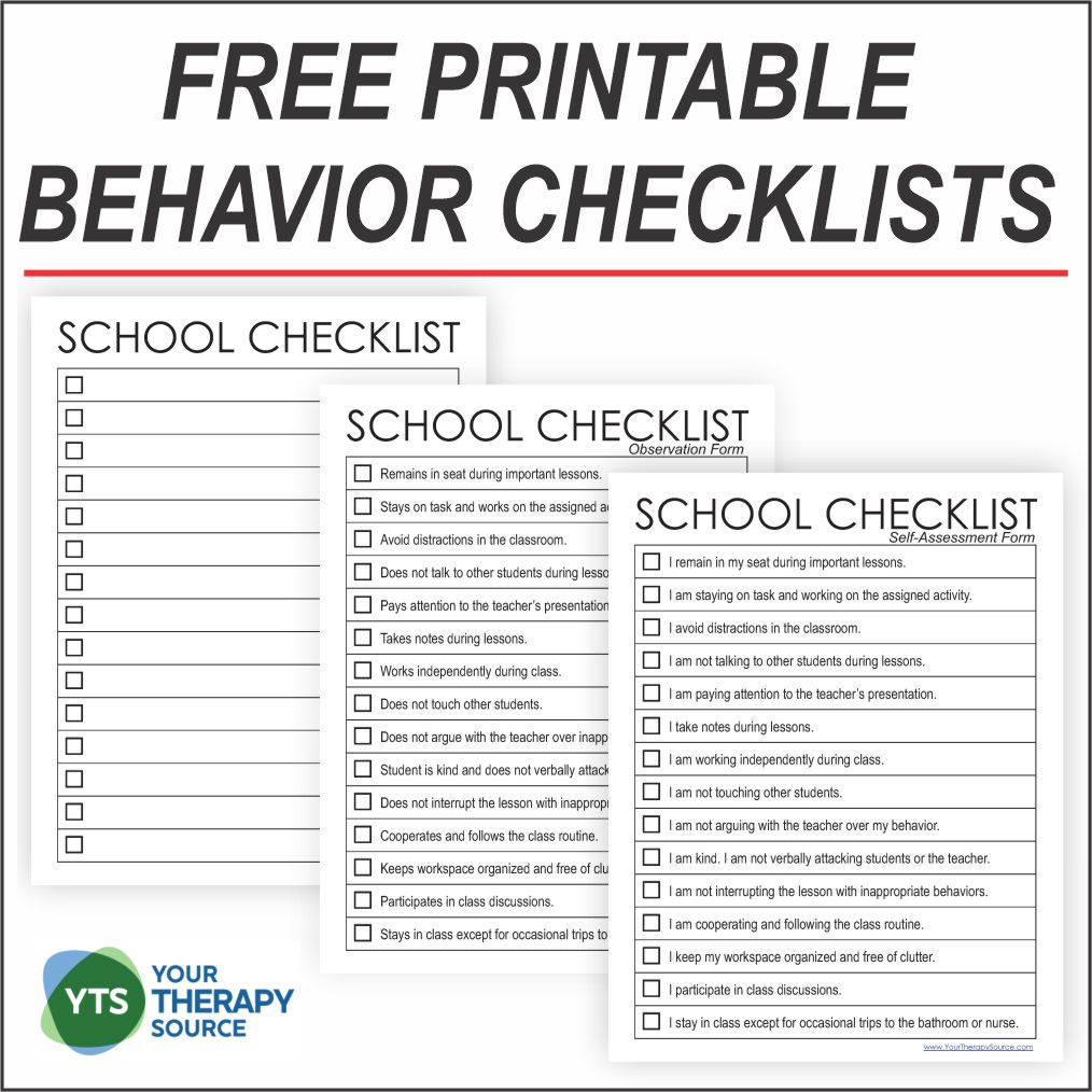 Student Check Off List Template