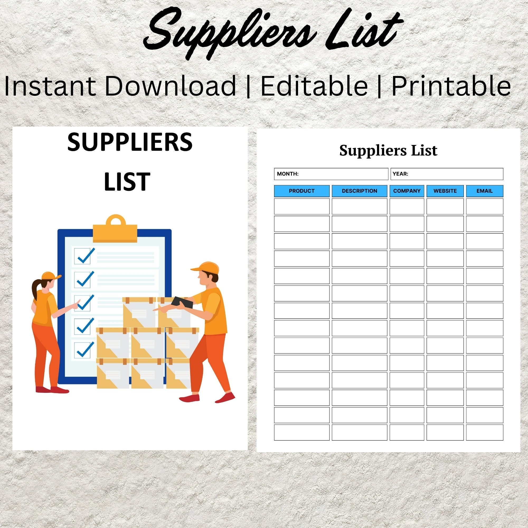 Supplier List Vendor List Template