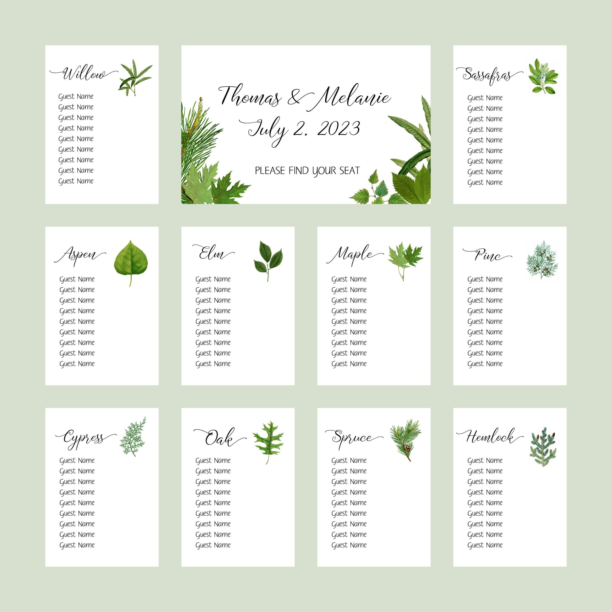 Table Seating Guest List Template