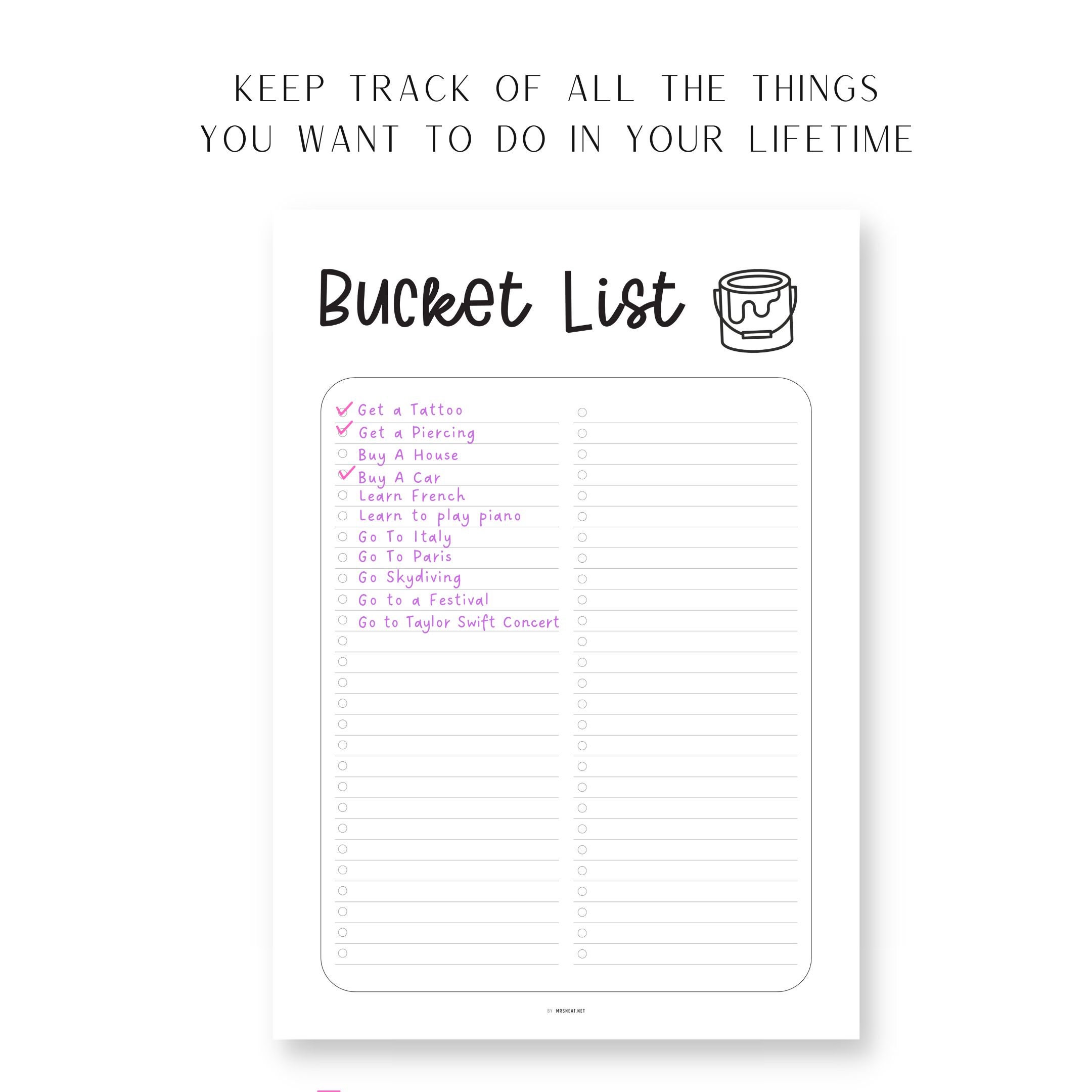 Things To Get List Template