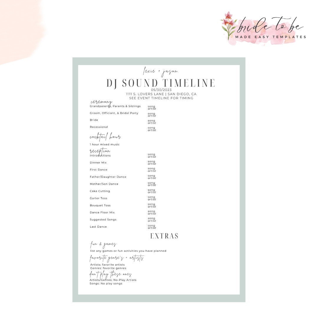 Wedding Dj Song List Template
