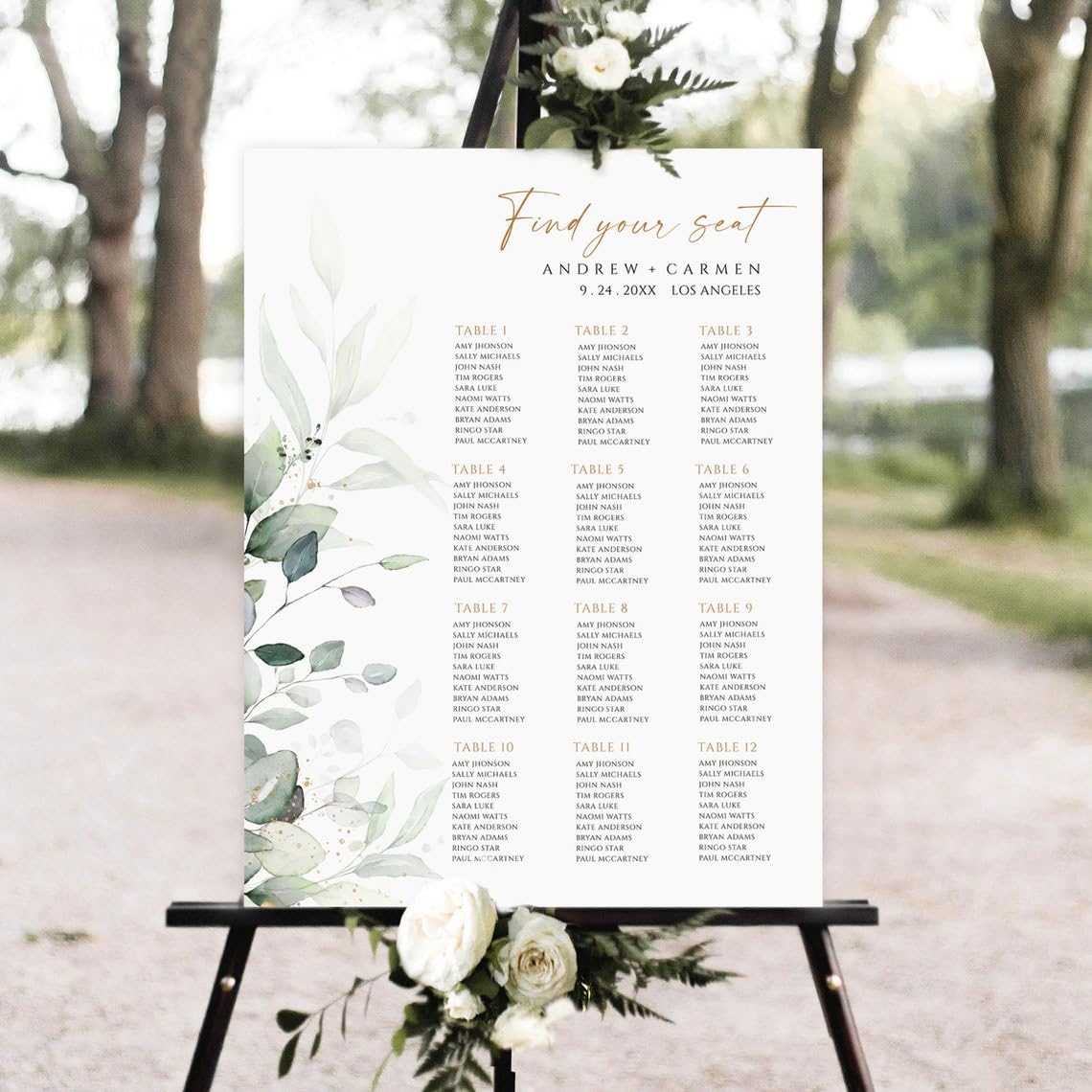 Wedding Table Guest List Template